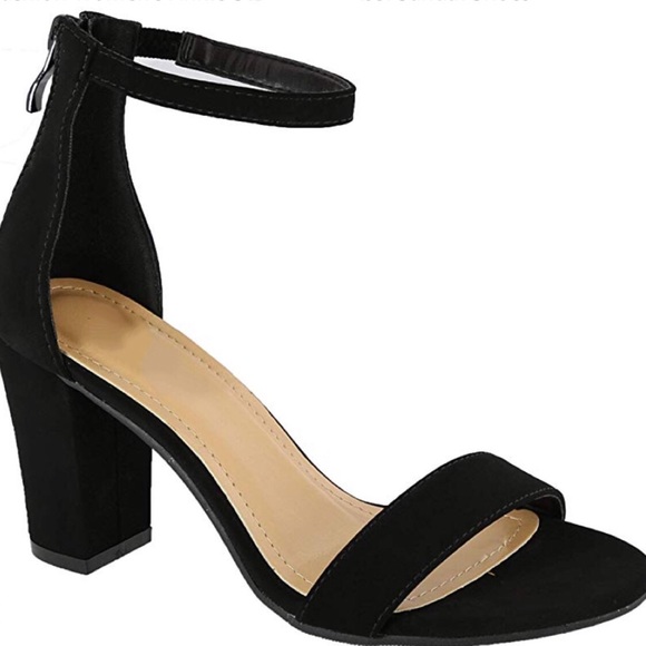 Shoes | Classic Black Open Toe Block Heel | Poshmark